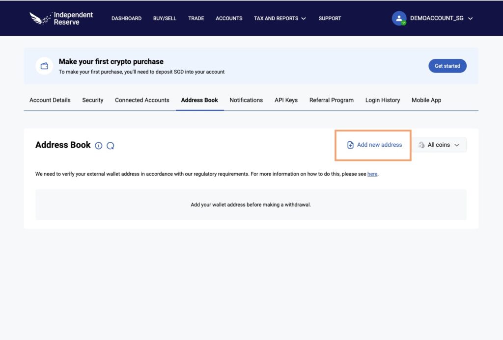 How to deposit & withdraw crypto using an external crypto wallet