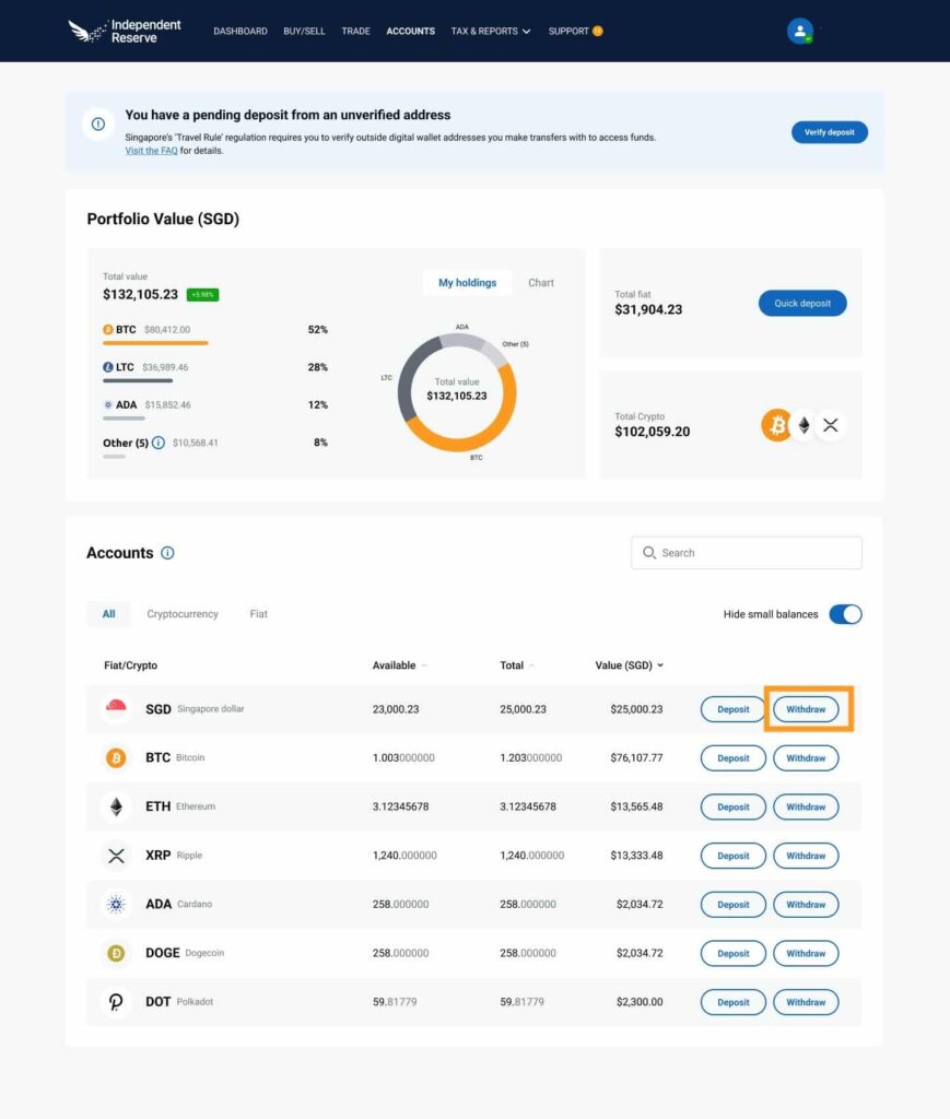 How to deposit & withdraw crypto using an external crypto wallet